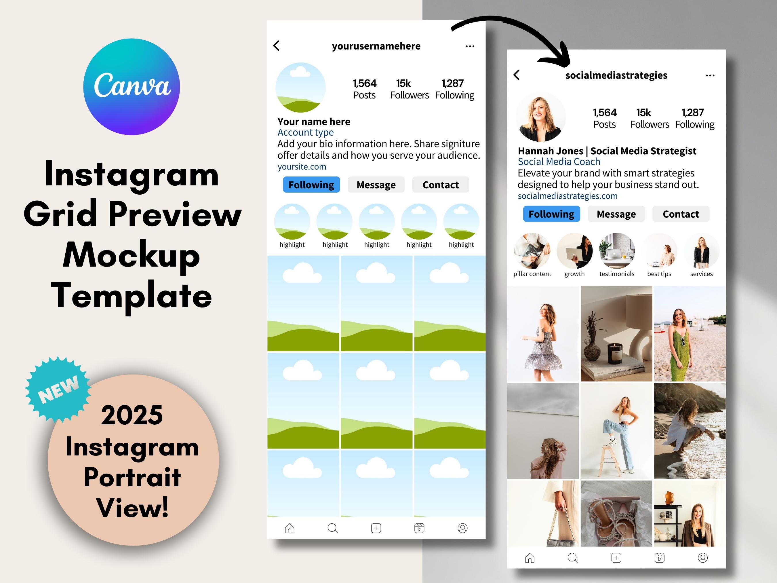 Instagram Portrait Grid Preview Mockup Template | Instagram Mockup ...