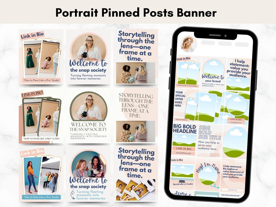 Instagram Pinned Post Banner Template: Canva Editable Grid (digital ...