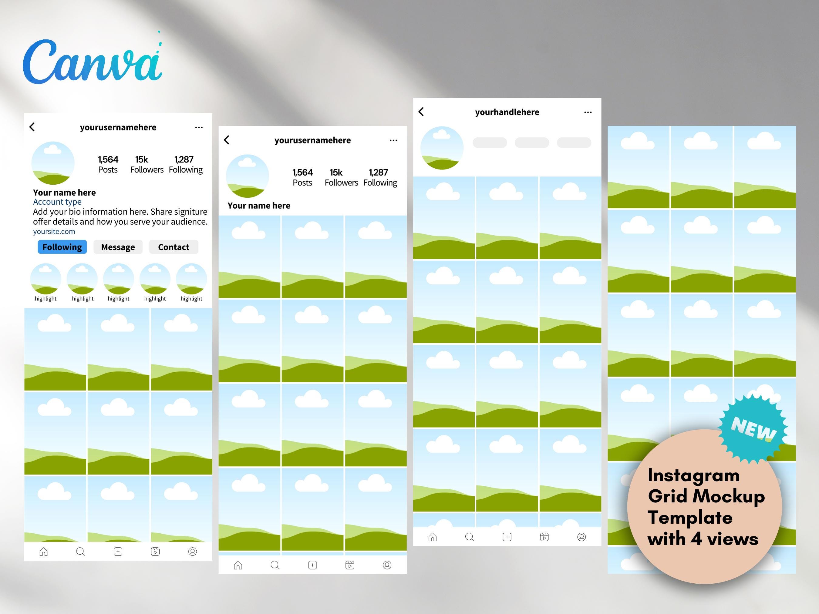 Instagram Grid Preview Mockup Template: Canva (digital File) - Etsy