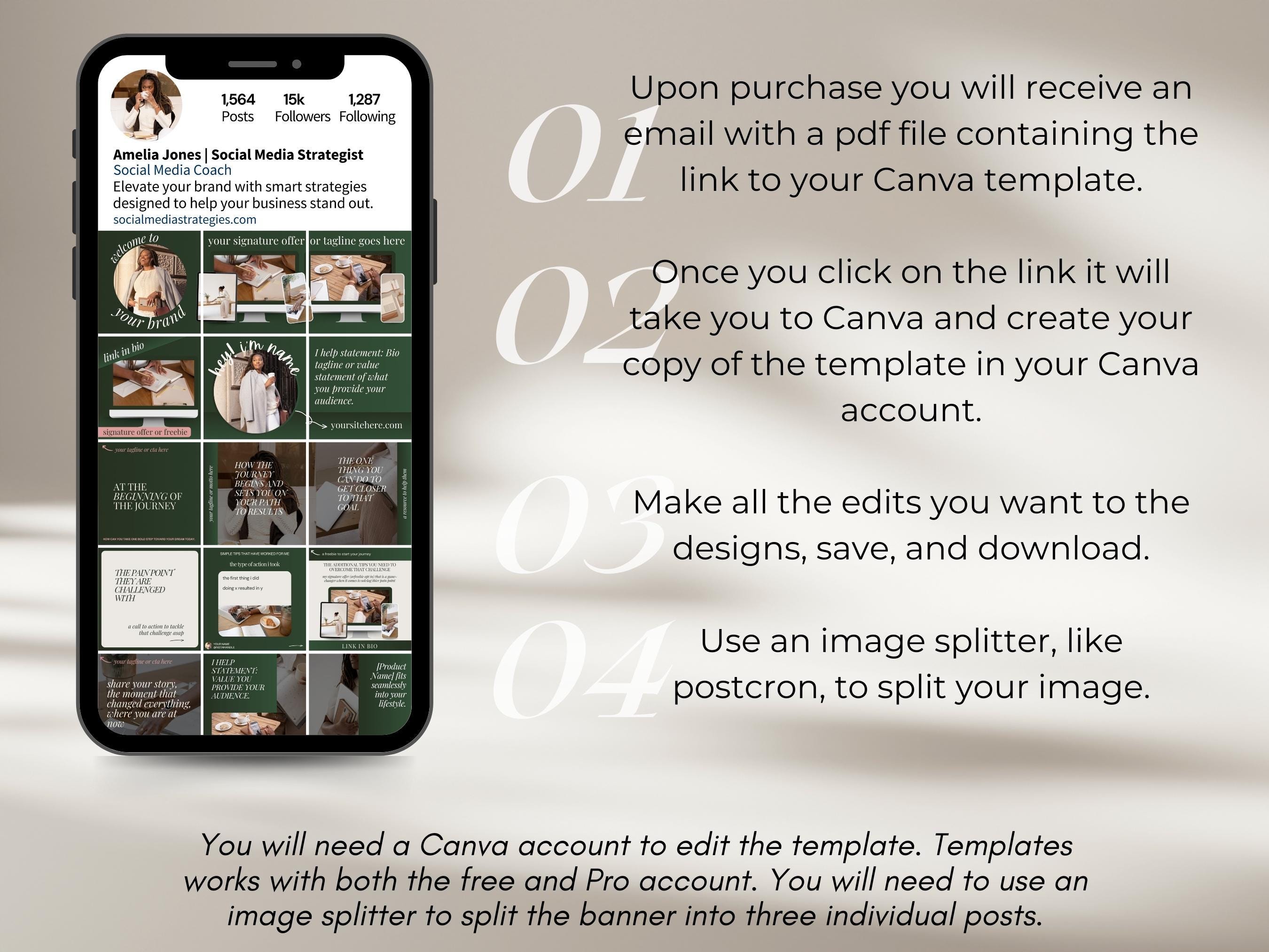 Instagram Pinned Post Banner Template: Emerald Luxe Canva Pro (digital ...
