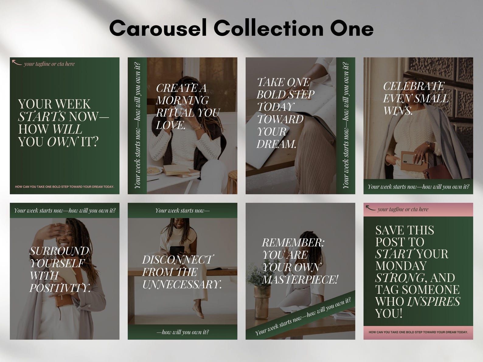 Instagram Carousel Posts Template in Emerald Green Instagram Template ...