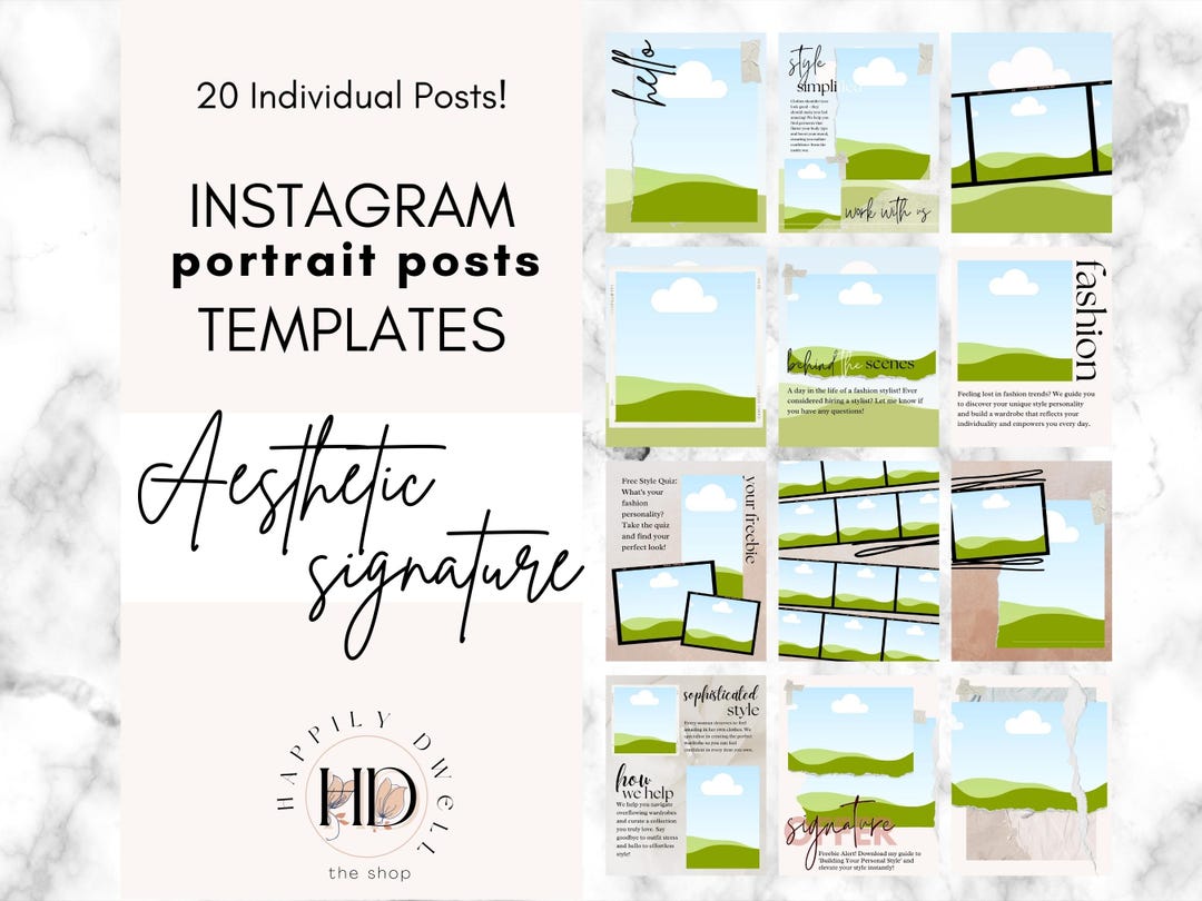 Aesthetic Instagram Portrait Posts Template for Instagram Editable ...