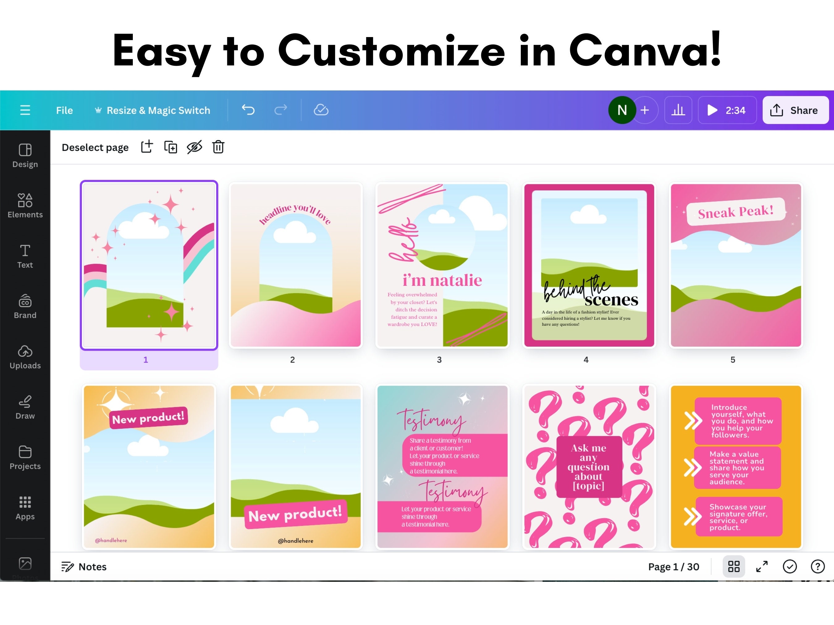 30 Vibrant Instagram Post Designs Bright Instagram Post Canva Template ...