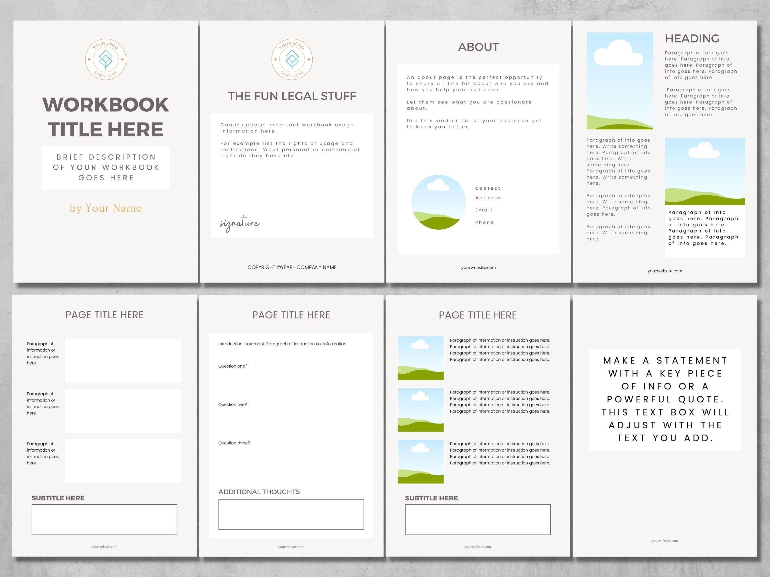 Mini Workbook Canva Template Workbook Pages Canva Template Ebook Canva ...