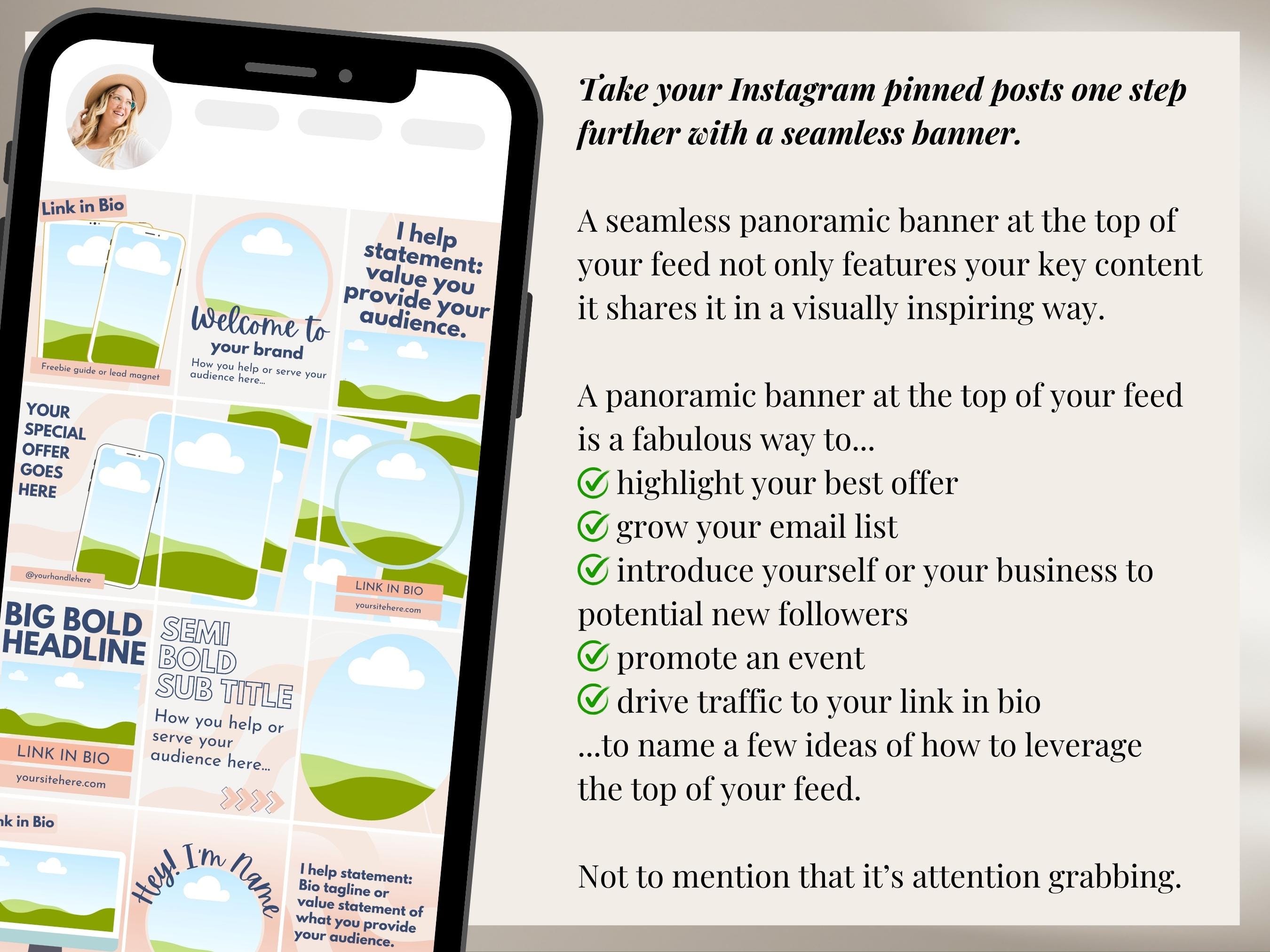 Instagram Pinned Post Banner Template: Canva Editable Grid (digital ...