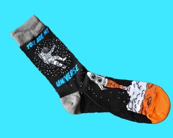 Space Galaxy Socks With Planets Groomsmen Gift Men's Mid - Etsy