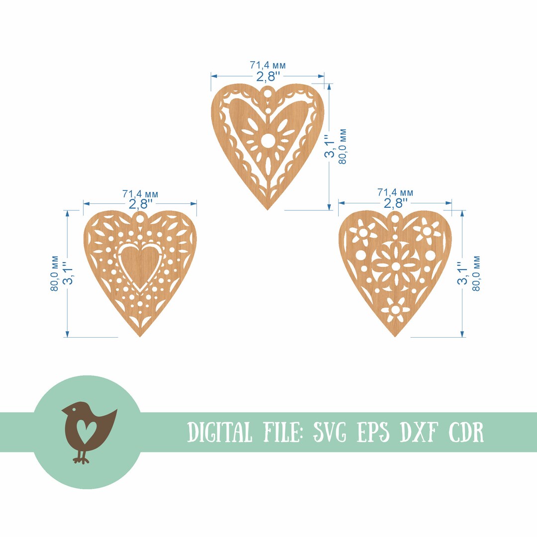 Laser Cut Files Hearts SVG Glowforge Files - Etsy