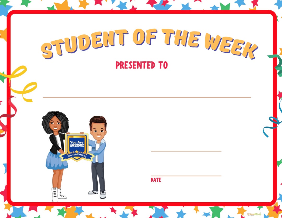 Student of the Week Certificate - Etsy