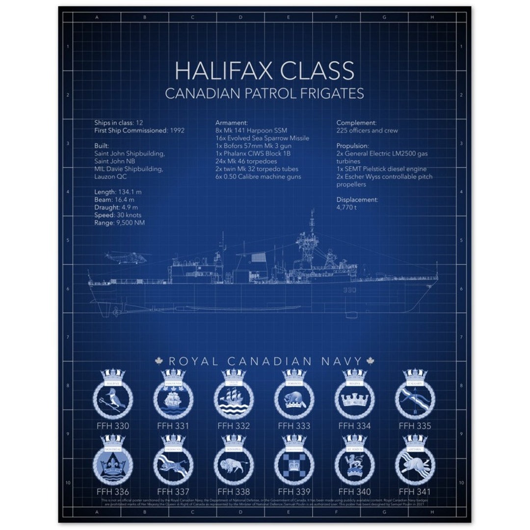 Halifax Class Ship Blueprint Poster - Etsy Canada