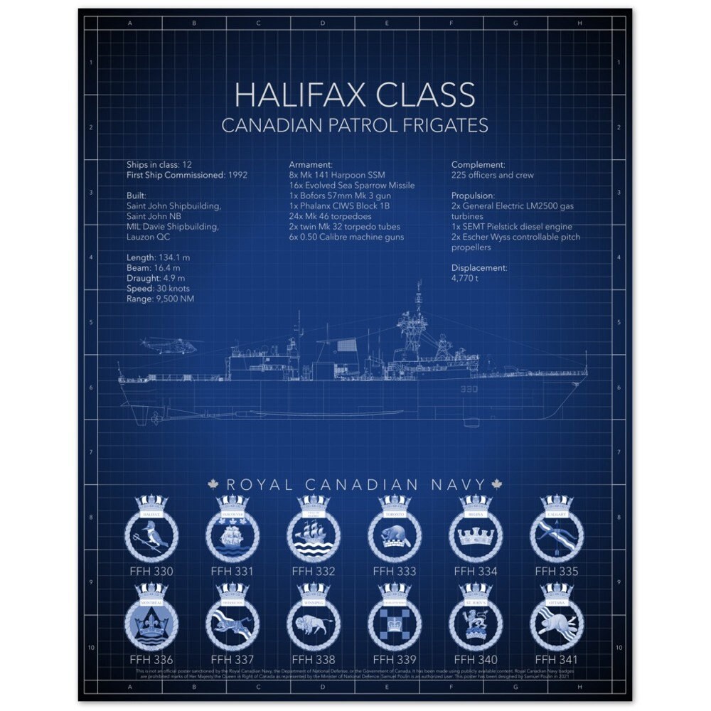 Halifax Class Ship Blueprint Poster - Etsy Canada
