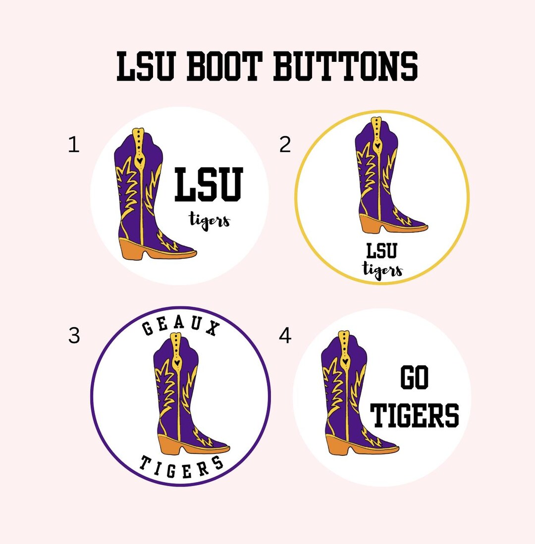 LSU Drawn Boot Buttons - Etsy