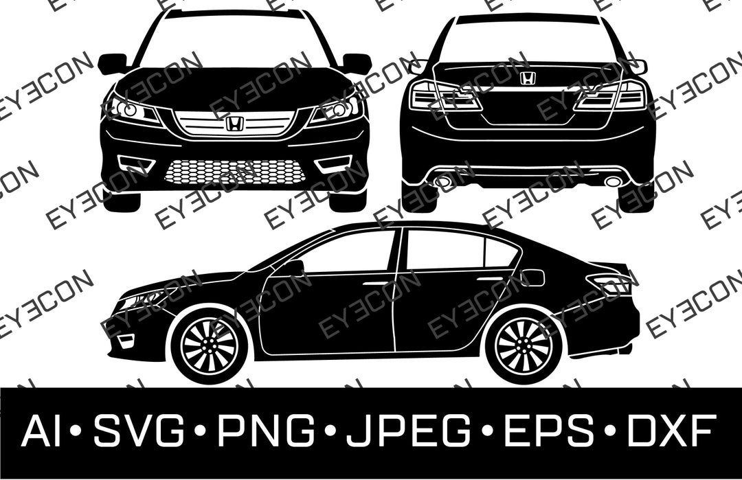 Honda Accord Sport Car Vector Cricut Silhouette File Ai Svg Dxf Pdf Eps ...