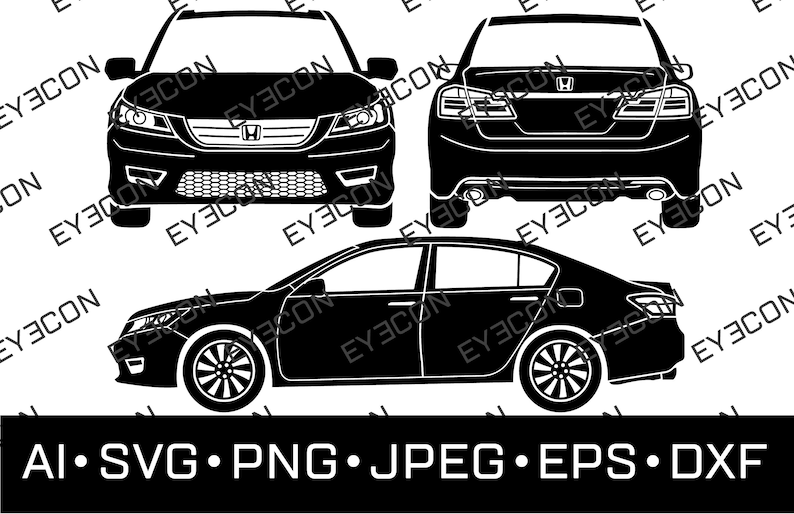 Honda Accord Sport Car Vector Cricut Silhouette File Ai Svg Dxf Pdf Eps ...