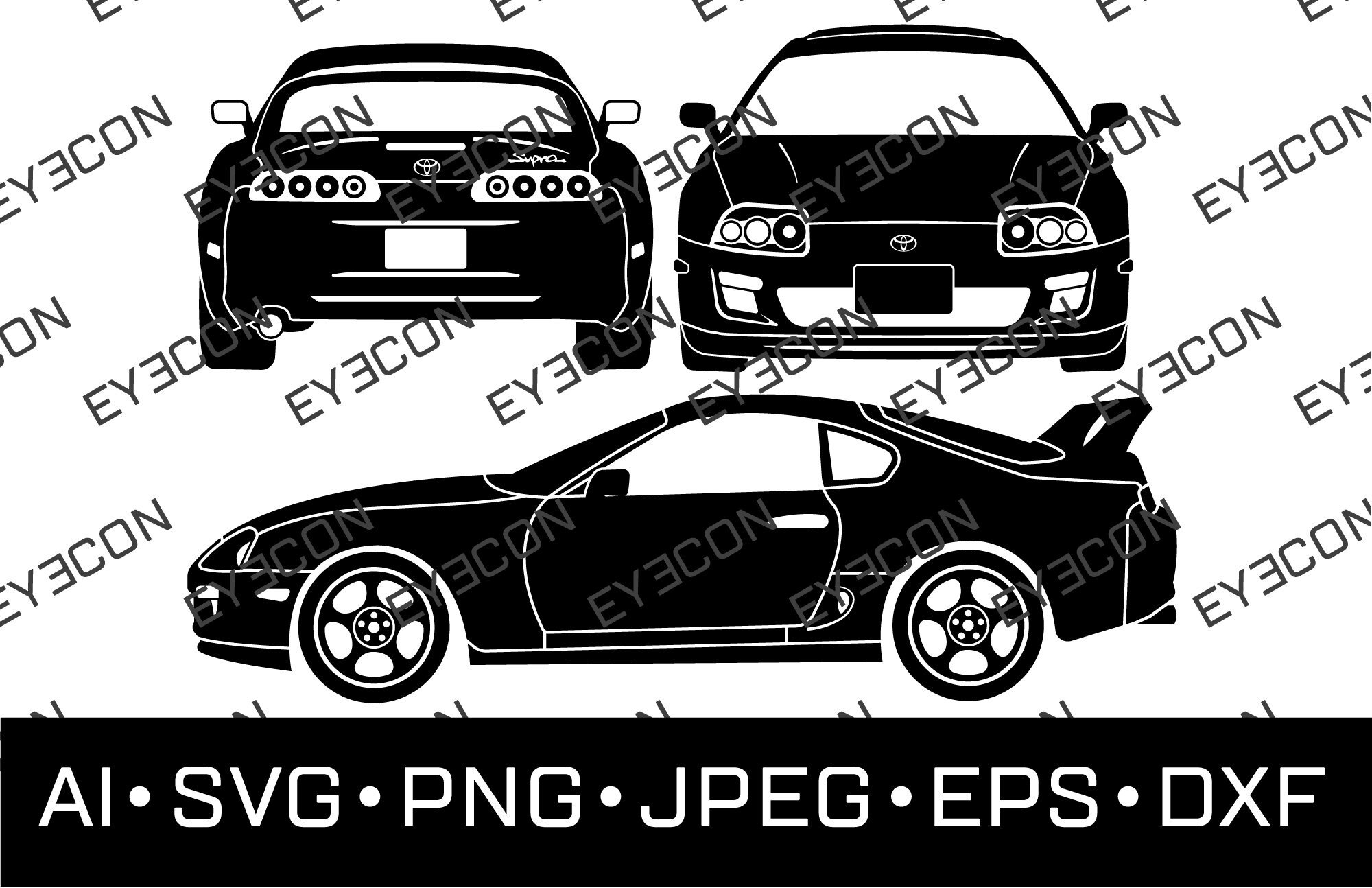 TOYOTA SUPRA A80 Car Vector Cricut Silhouette File Ai Svg Pdf Eps Dxf ...