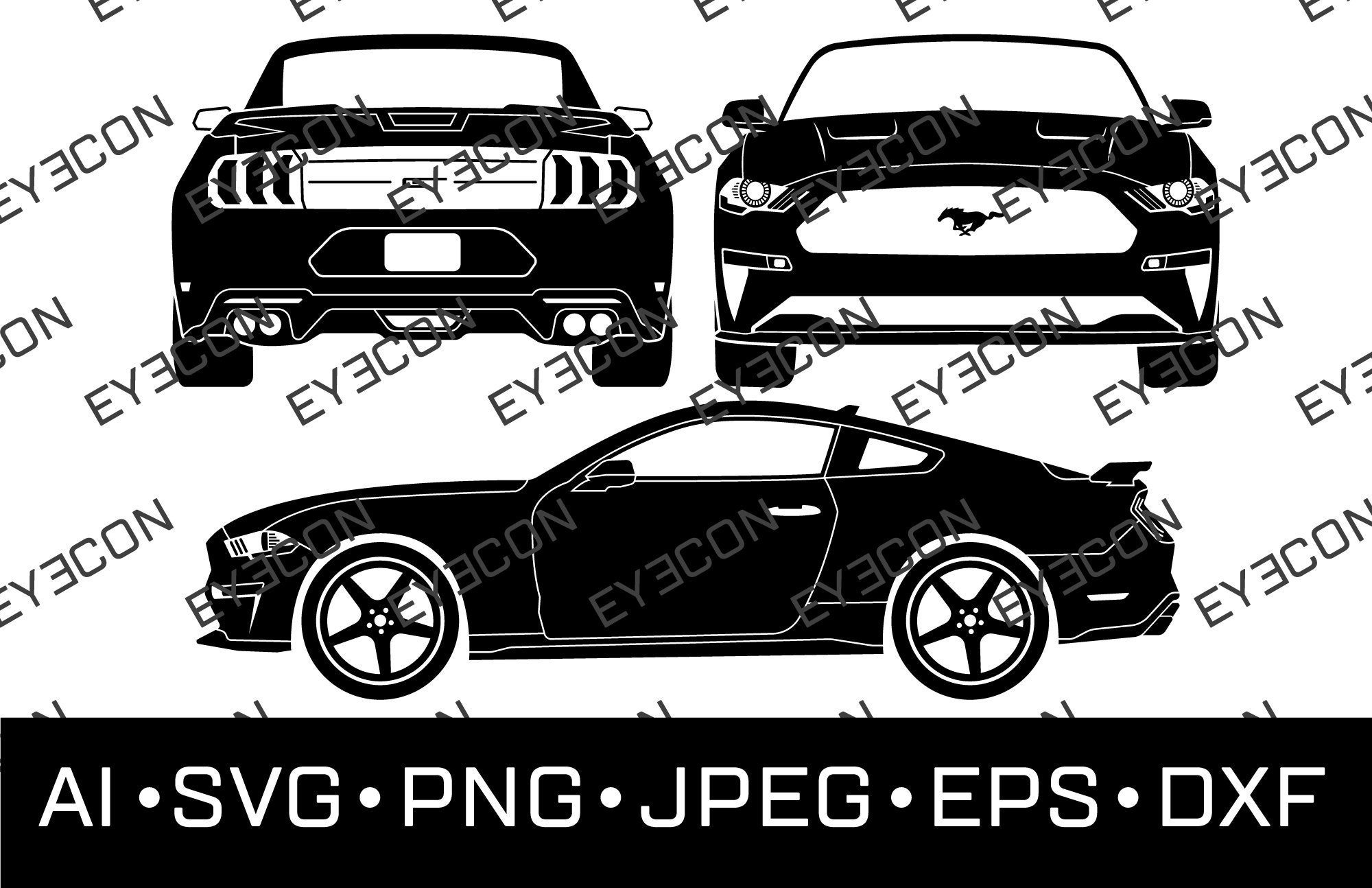 MUSTANG GT Vector Cricut Silhouette File Ai Pdf Dxf Eps Svg Png Jpeg - Etsy