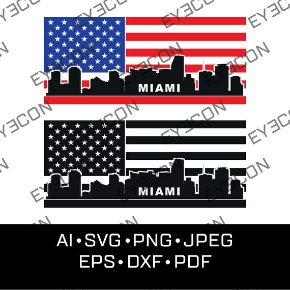 Miami Skyline Vector Silhouette Cricut Pdf Eps Svg Dxf Jpeg Ai - Etsy
