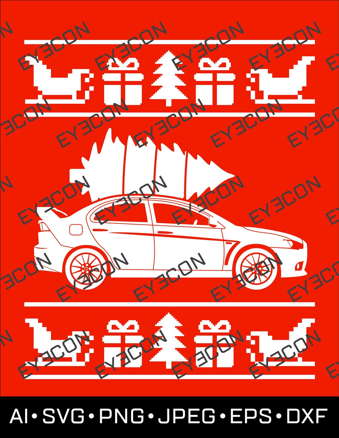 Lancer CHRISTMAS Car Vector Cricut Silhouette File Ai Svg Dxf Pdf Eps ...