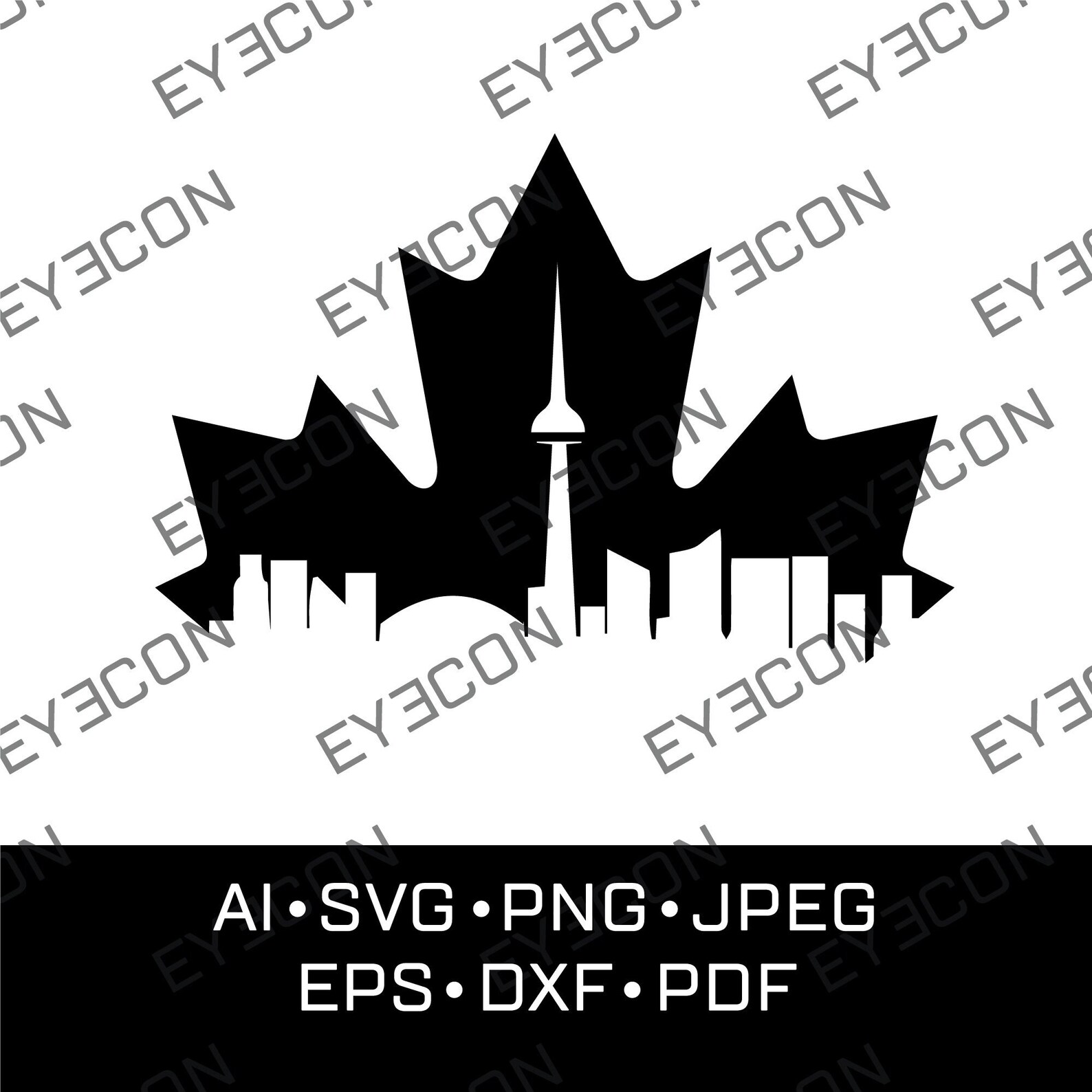 Toronto Skyline Vector Cricut Silhouette Png Eps Ai Svg Jpeg Dxf - Etsy