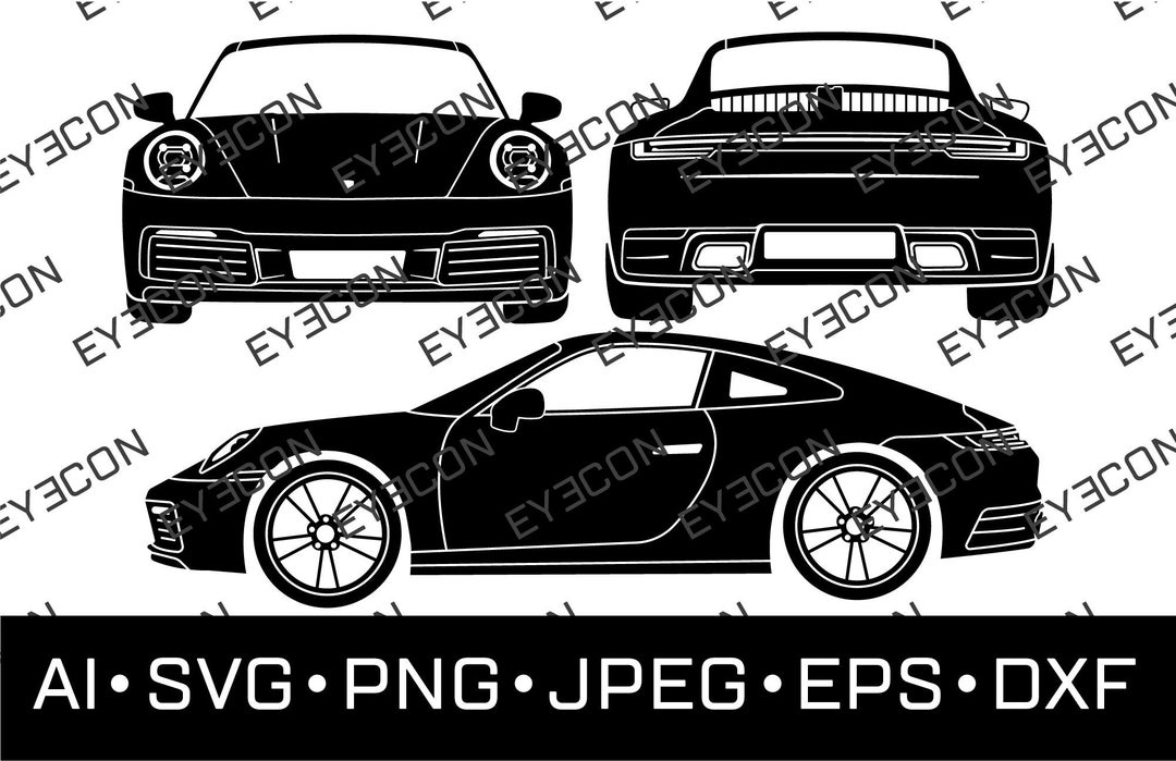 PORSCHE 911 CARRERA Coche Vector Cricut Silueta Archivo ai svg pdf eps ...
