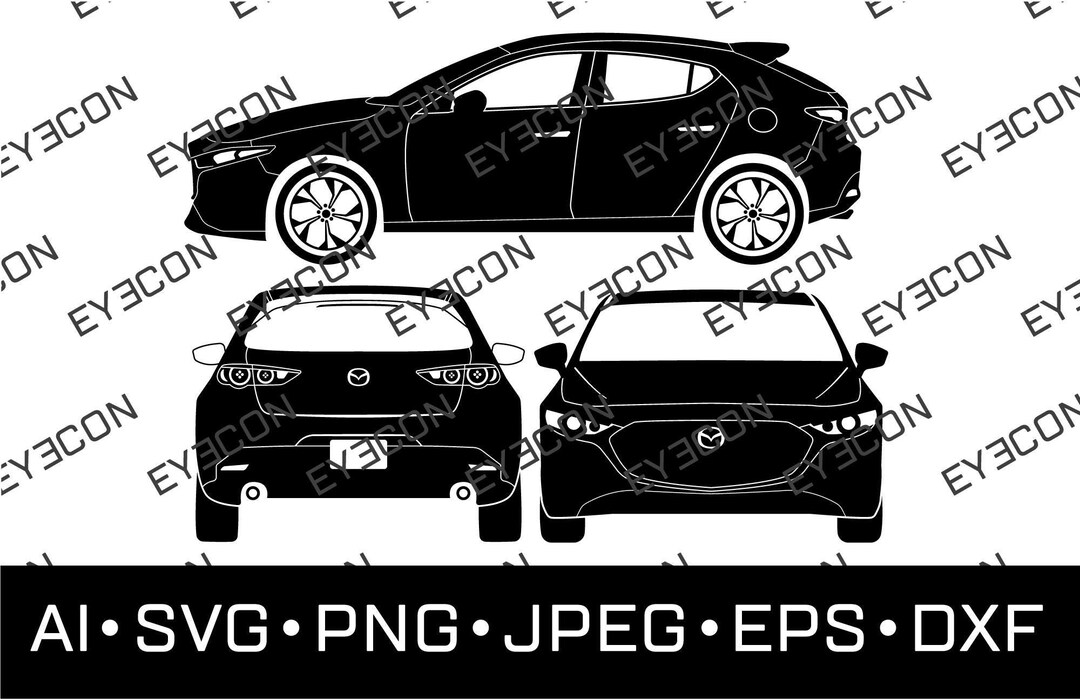 MAZDA 3 HATCHBACK Vector Cricut Silhouette File Ai Svg Pdf Eps Dxf Jpeg ...