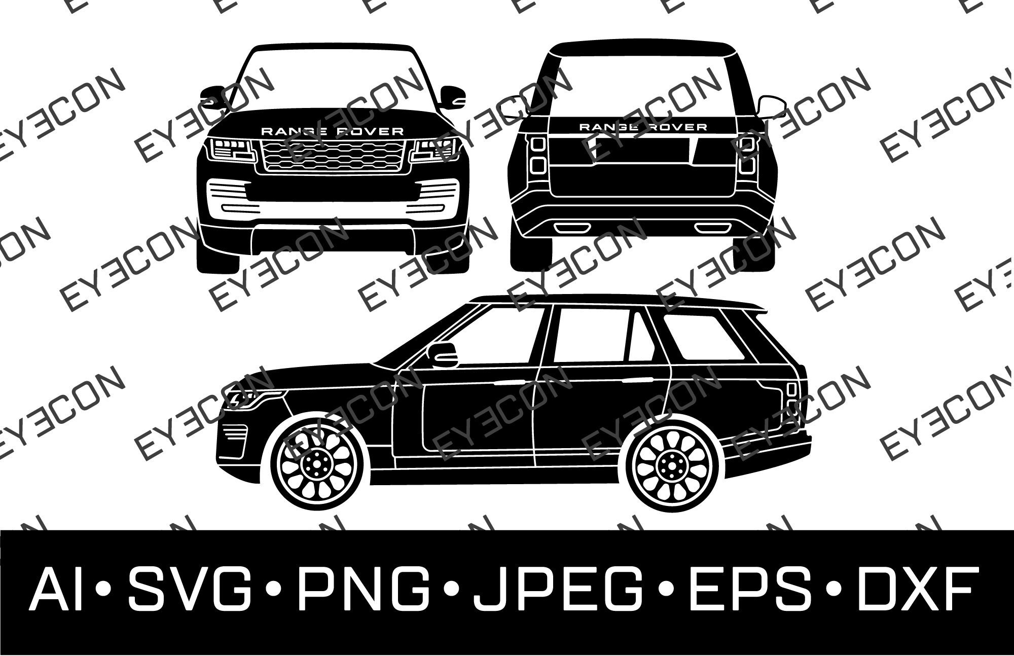 RANGE ROVER SUV Car Vector Cricut Silhouette File Ai Svg Pdf Eps Dxf ...