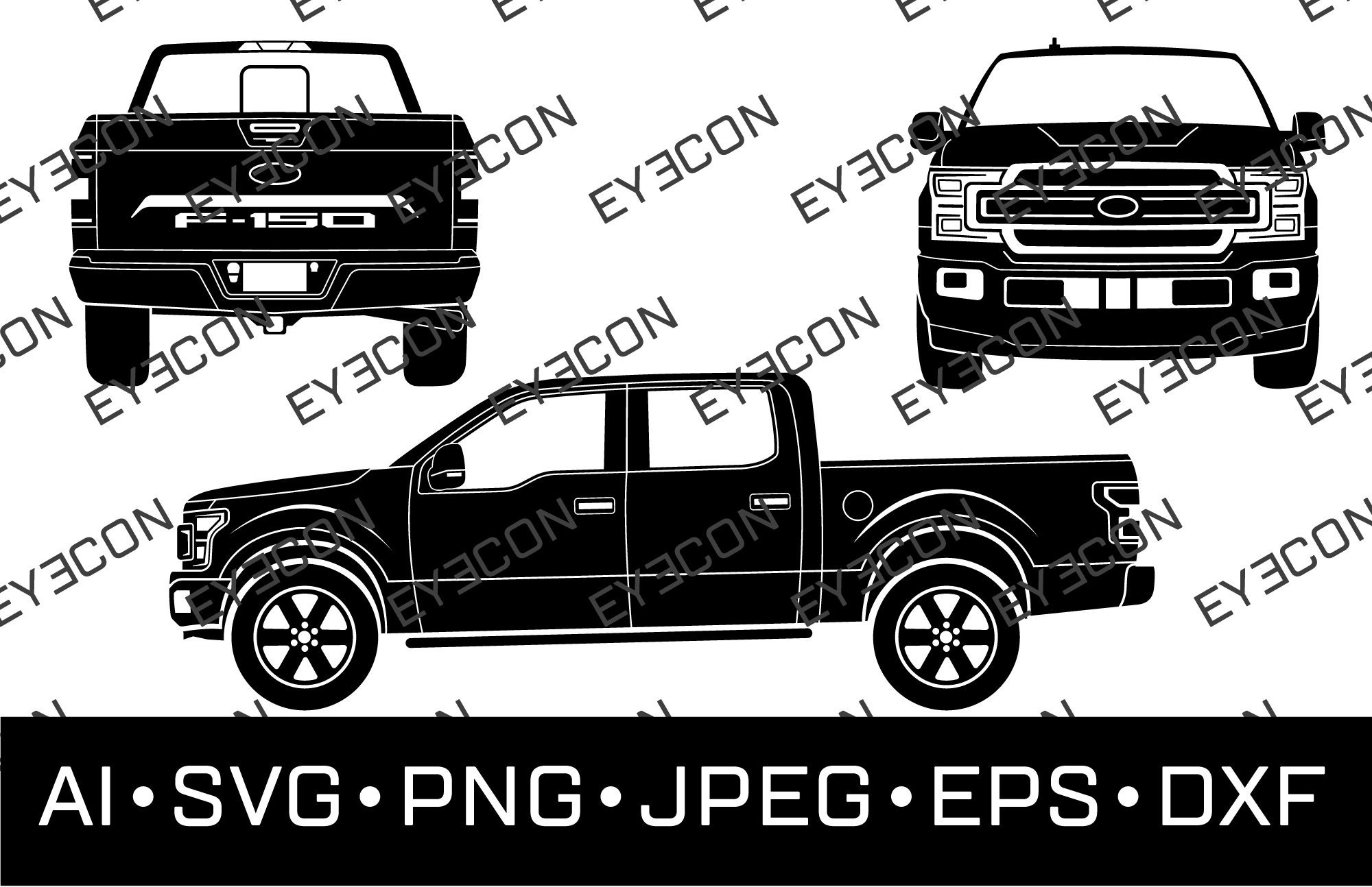 FORD F150 Truck Vector Cricut Silhouette File Ai Svg Pdf Eps Dxf Jpeg ...