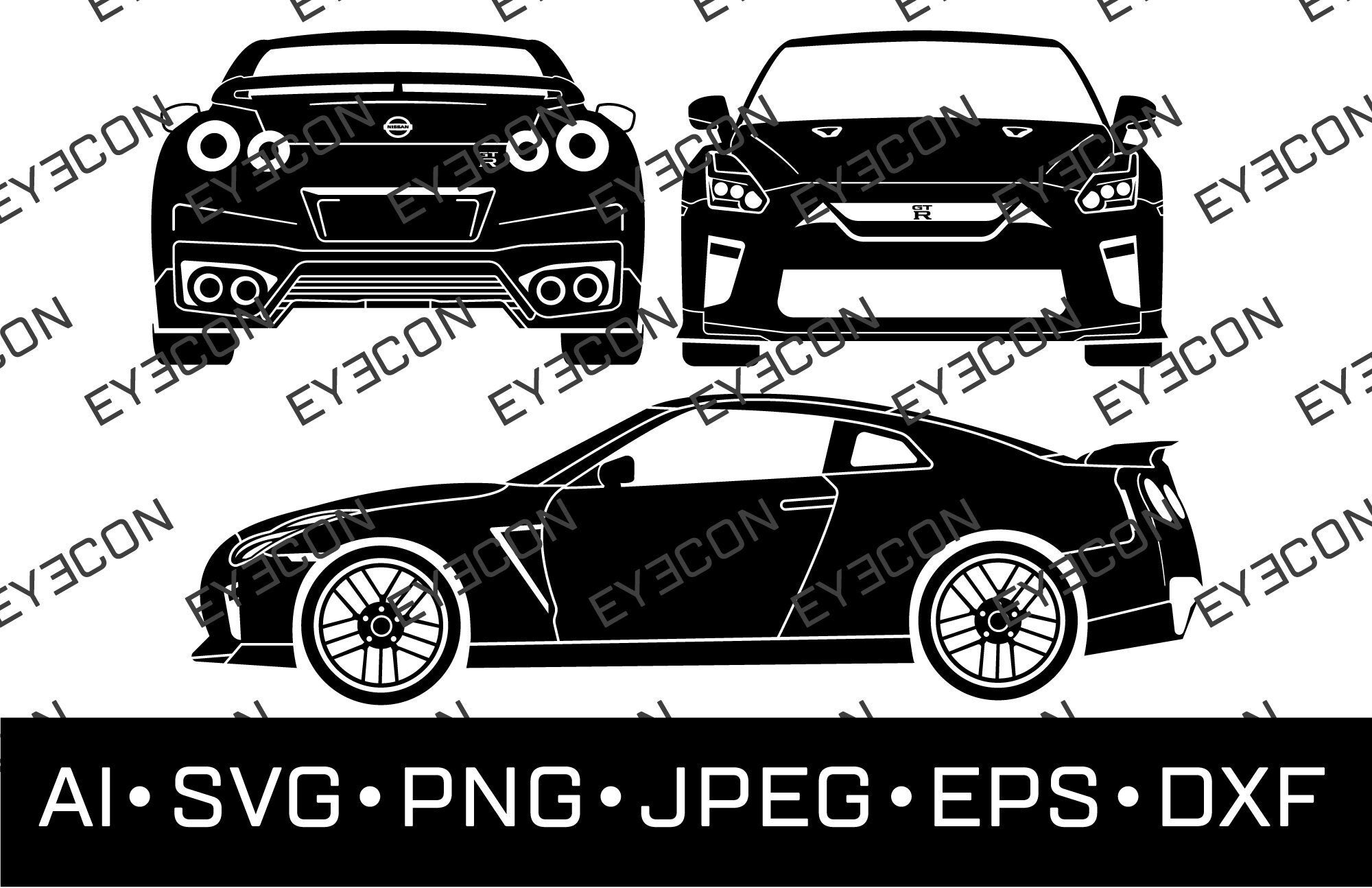 NISSAN GT-R Car Vector Cricut Silhouette File Ai Svg Pdf Eps Dxf Jpeg ...