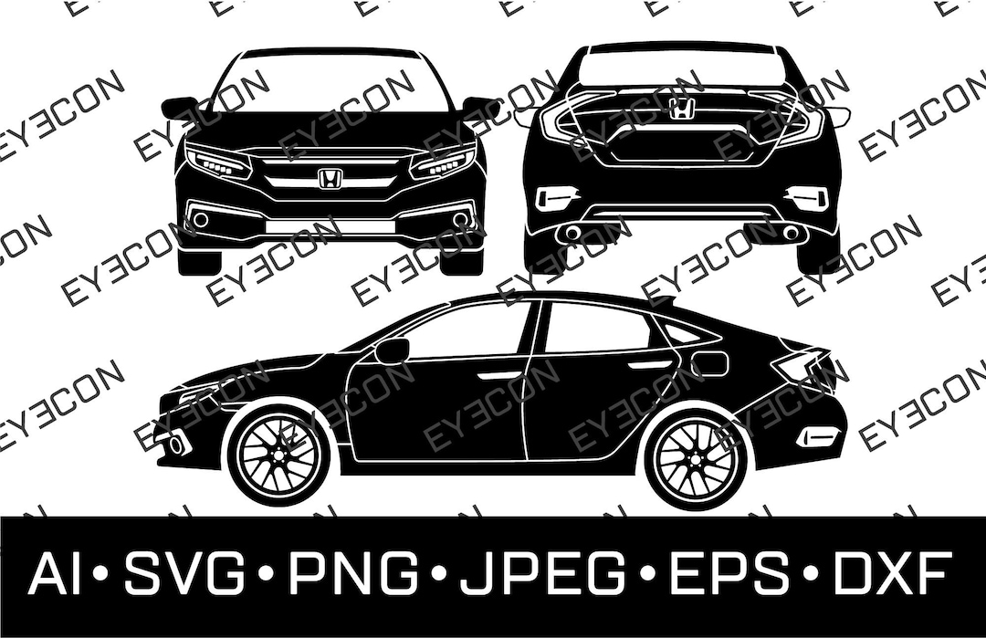 Honda Civic Car Vector Cricut Silhouette File Ai Svg Dxf Pdf Eps Png ...