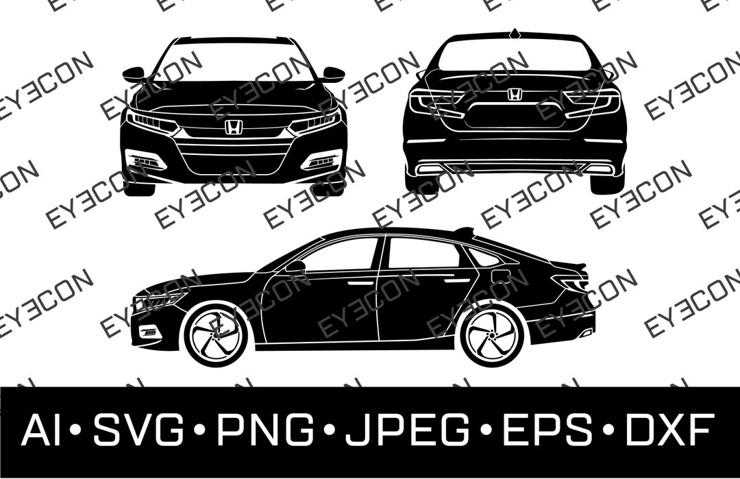 Honda Accord Car Vector Cricut Silhouette File Ai Svg Dxf Pdf Eps Png ...