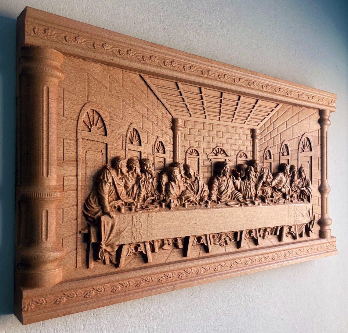 Last Supper Wood Carving Wood Wall Art Handmade Gift New Home Gift Home ...