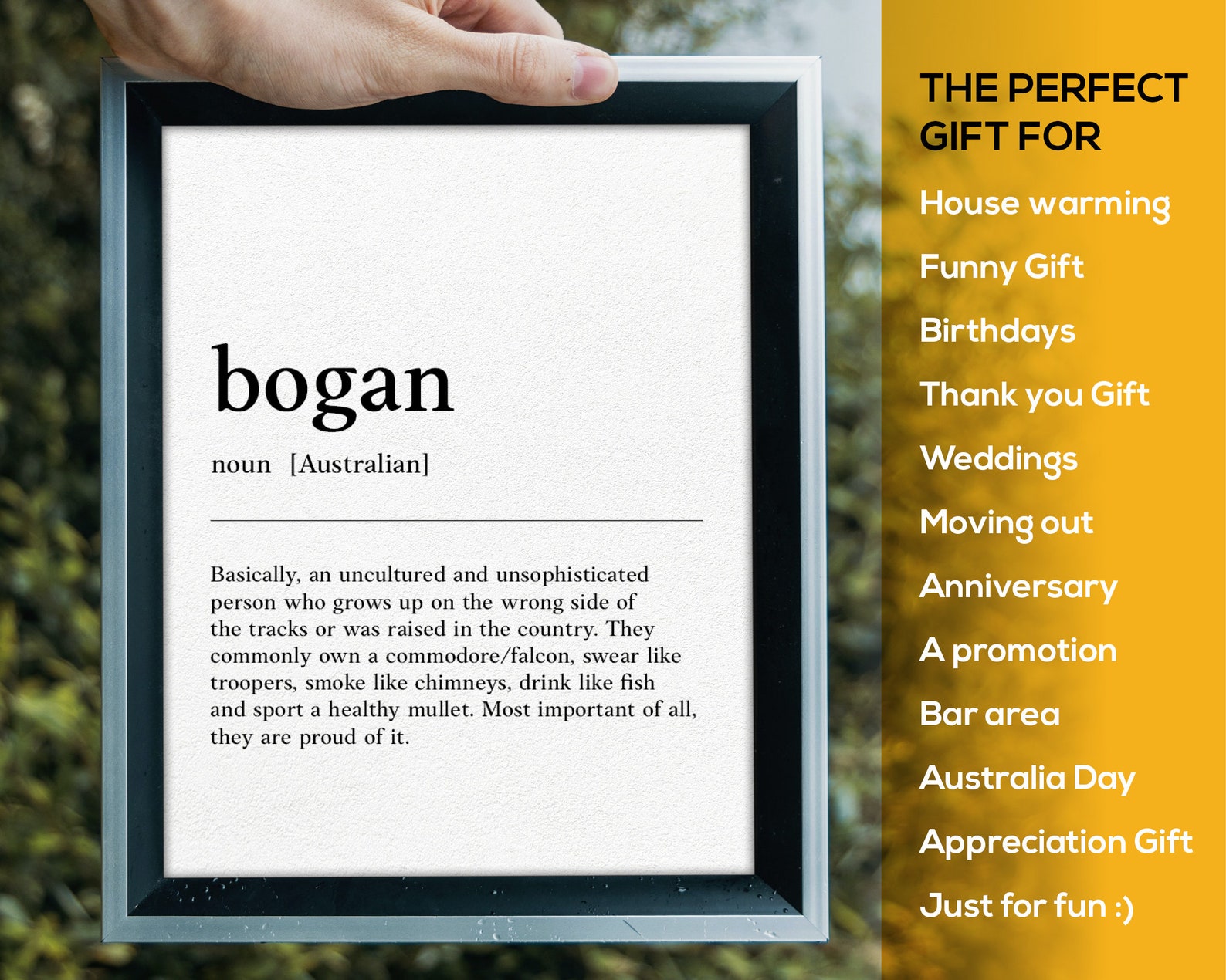 Bogan Funny Australian Slang, Phrase and Humor Definition for Your Wall ...