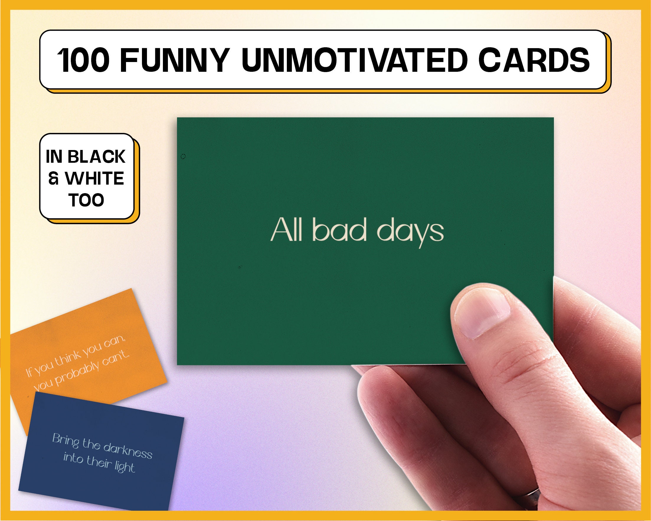 Funny Dark Humor Affirmation Cards for Pessimistic People | Bad Word ...