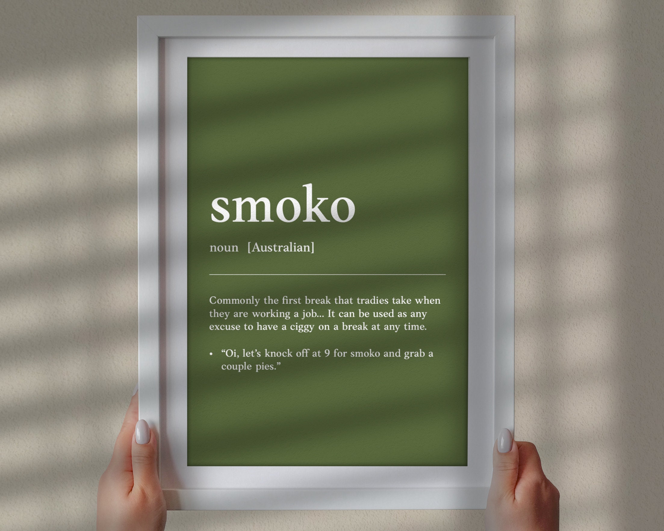 Smoko Funny Australian Slang, Phrase and Humor Definition for Your Wall ...