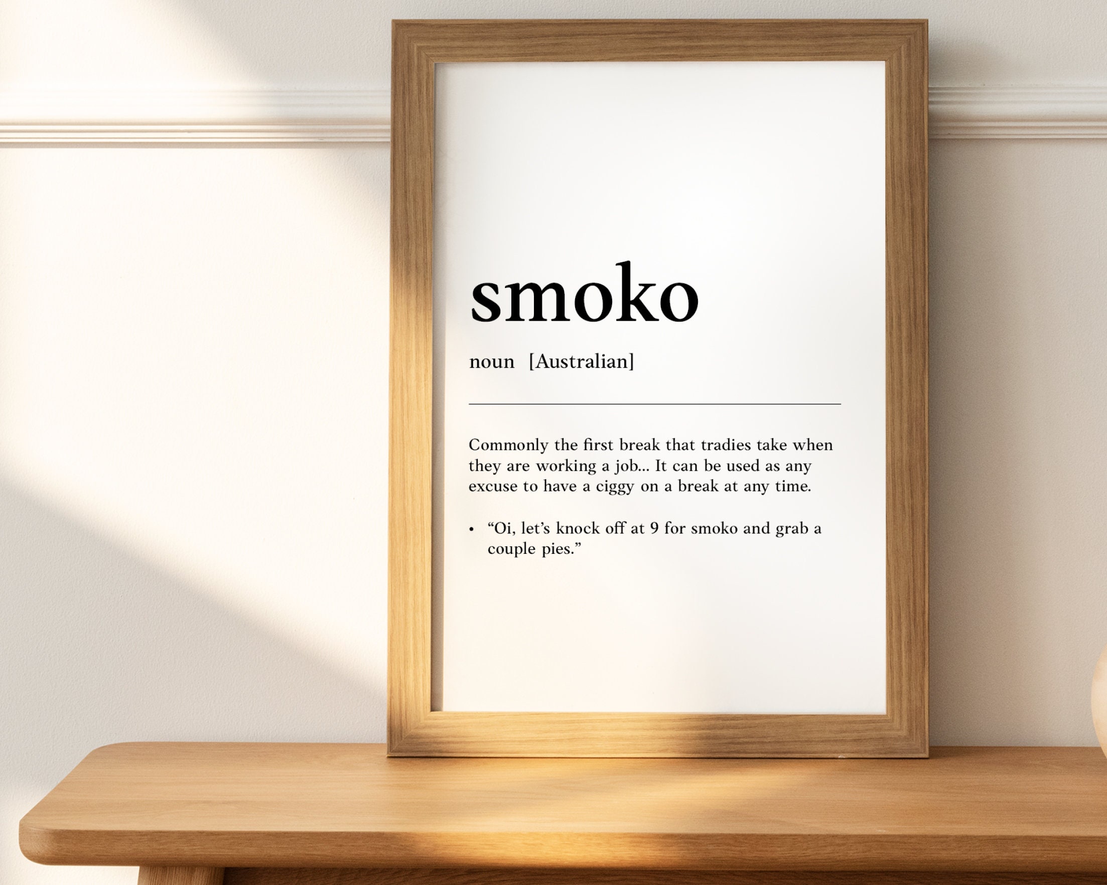 Smoko Funny Australian Slang, Phrase and Humor Definition for Your Wall ...