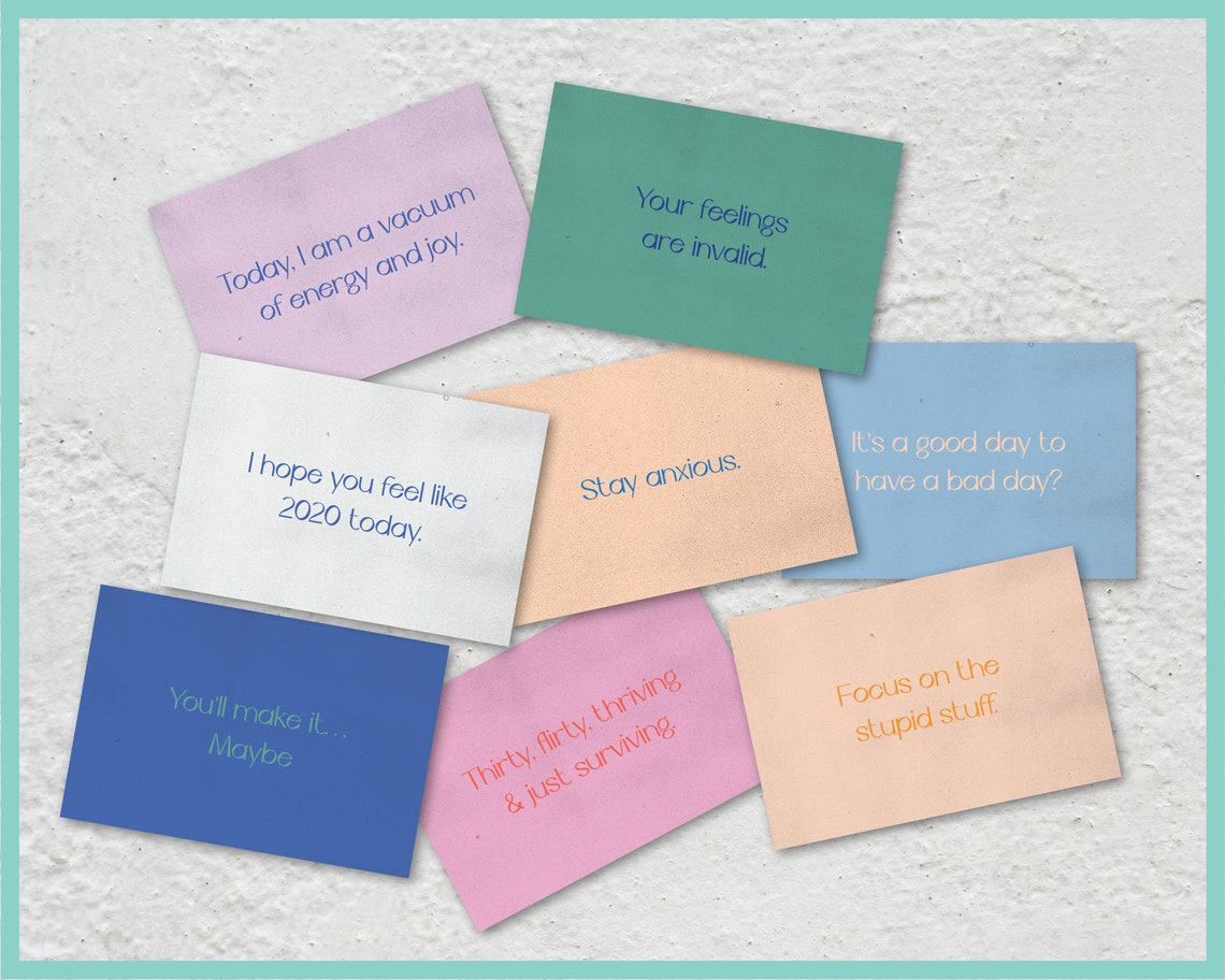 Funny Unmotivated Negative Affirmation Cards for People With Dark Humor ...