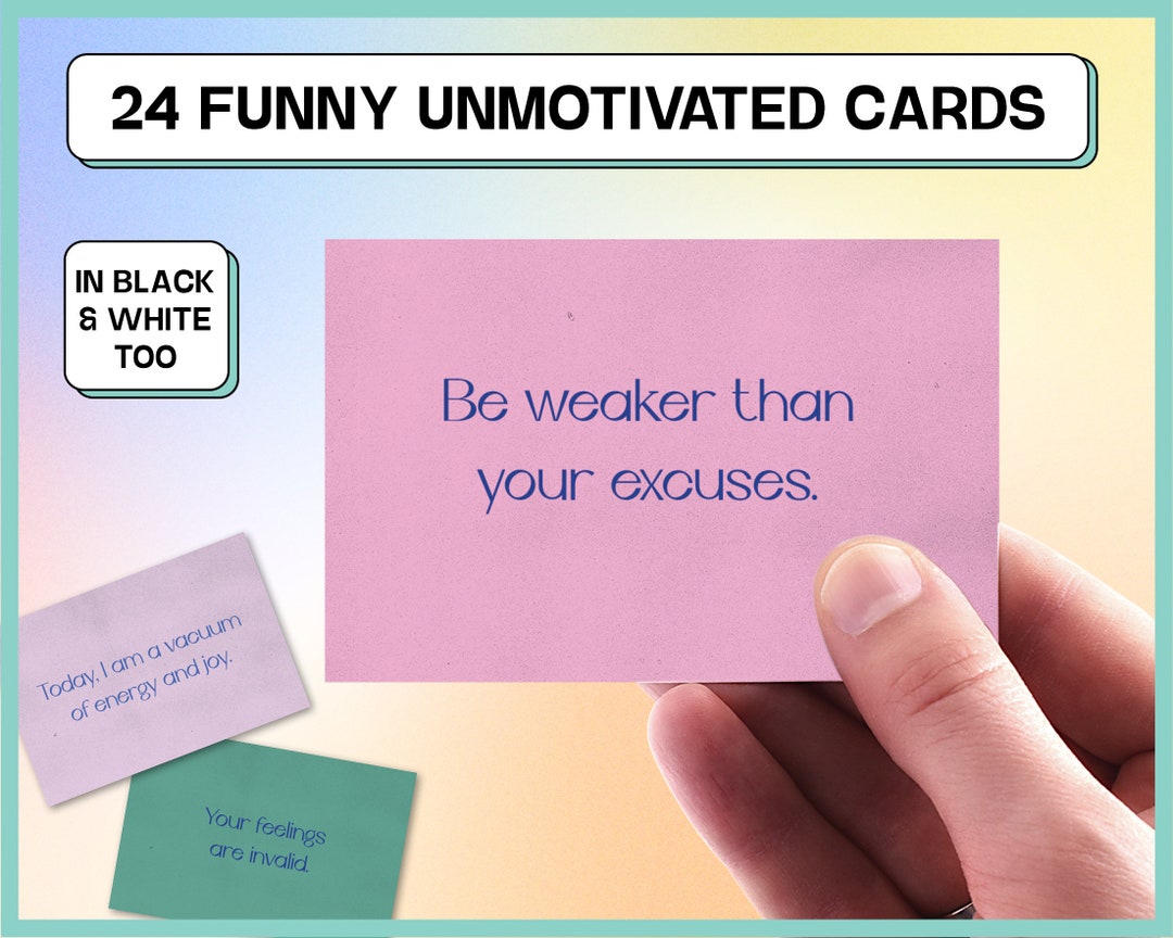 Funny Unmotivated Negative Affirmation Cards for People With Dark Humor ...
