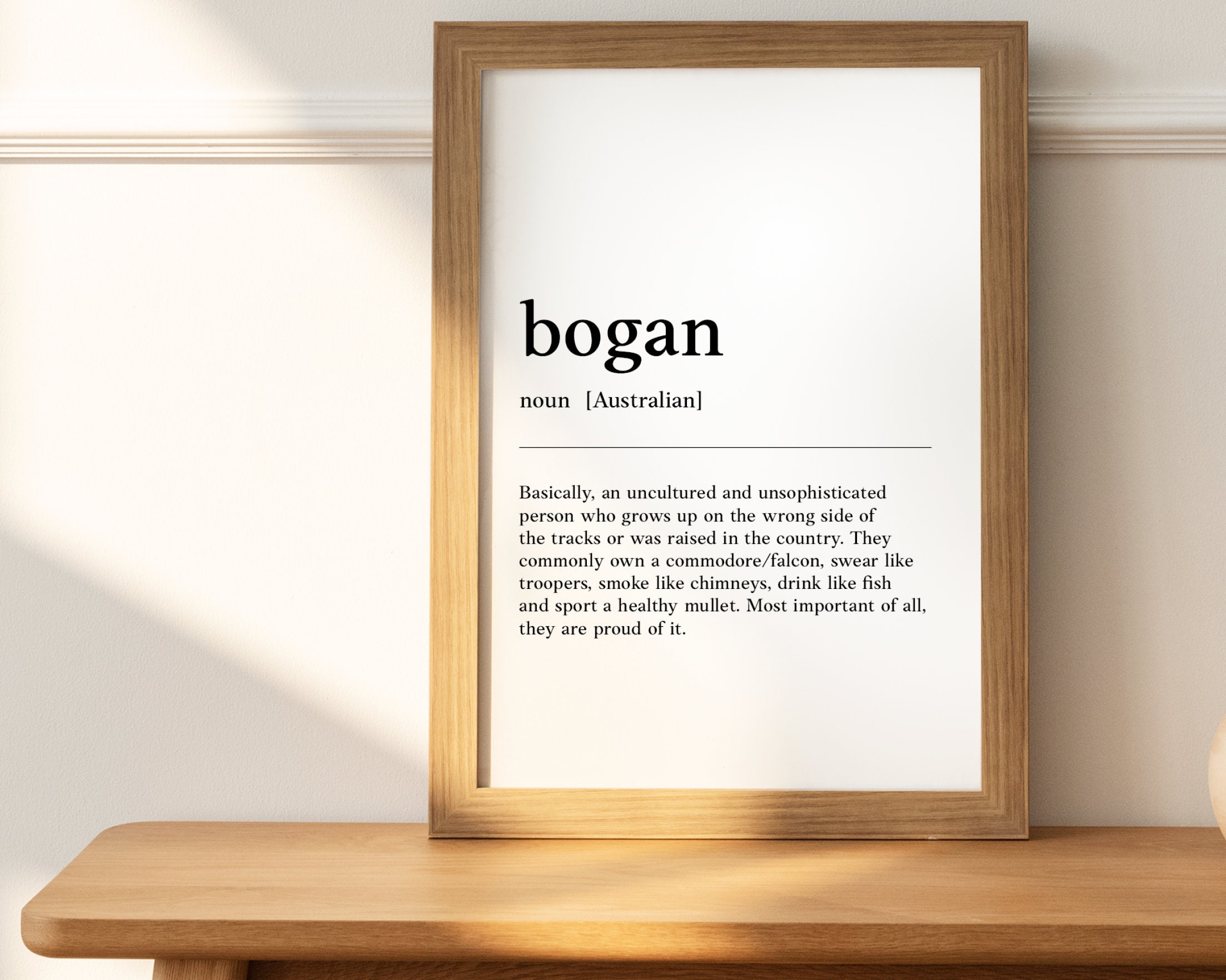 Bogan Funny Australian Slang, Phrase and Humor Definition for Your Wall ...