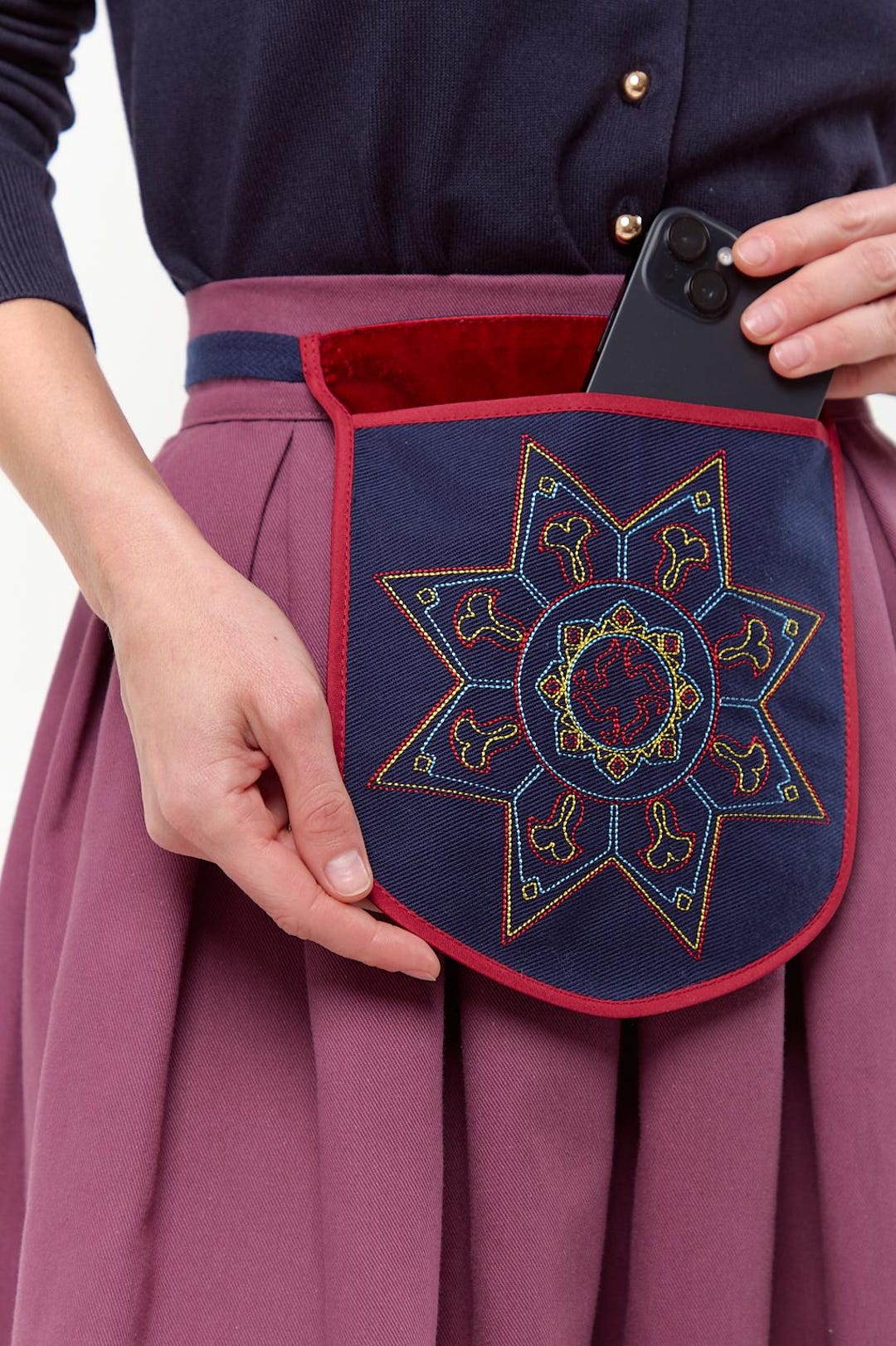 Embroidered Christmas Star Belt Bag, Modern Cotton Hip Pocket - Etsy