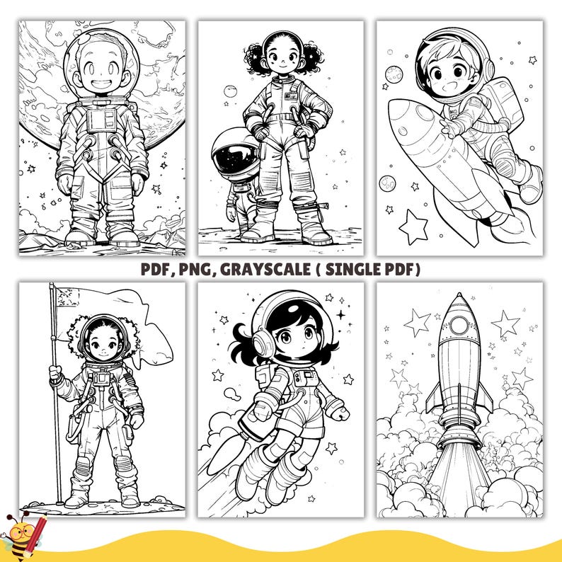 Kids Space Adventure Coloring Pages, Galaxy Coloring Book, Kids ...