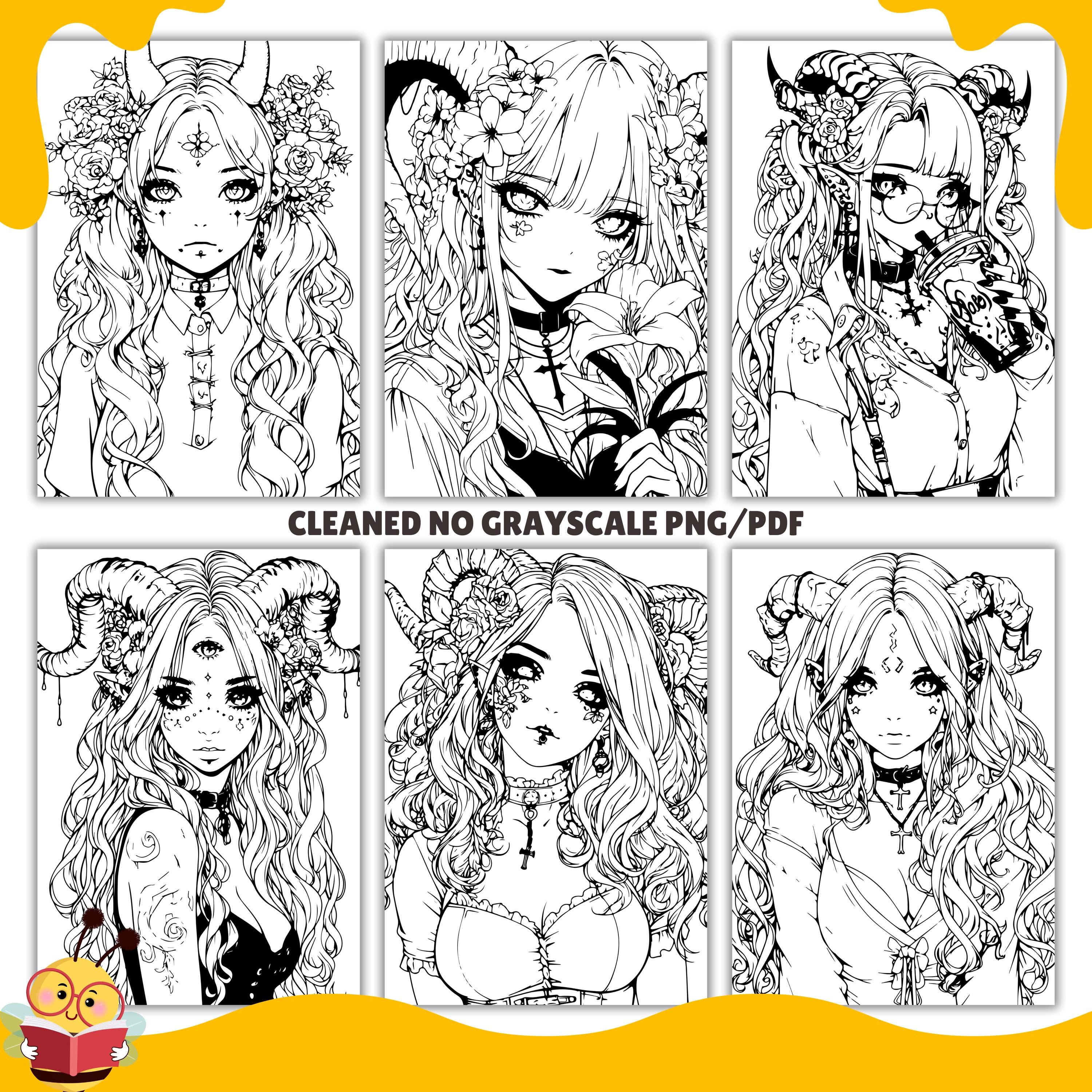 Horned Goth Girls Coloring Pages, Adult Coloring Pages, Coloring Book ...