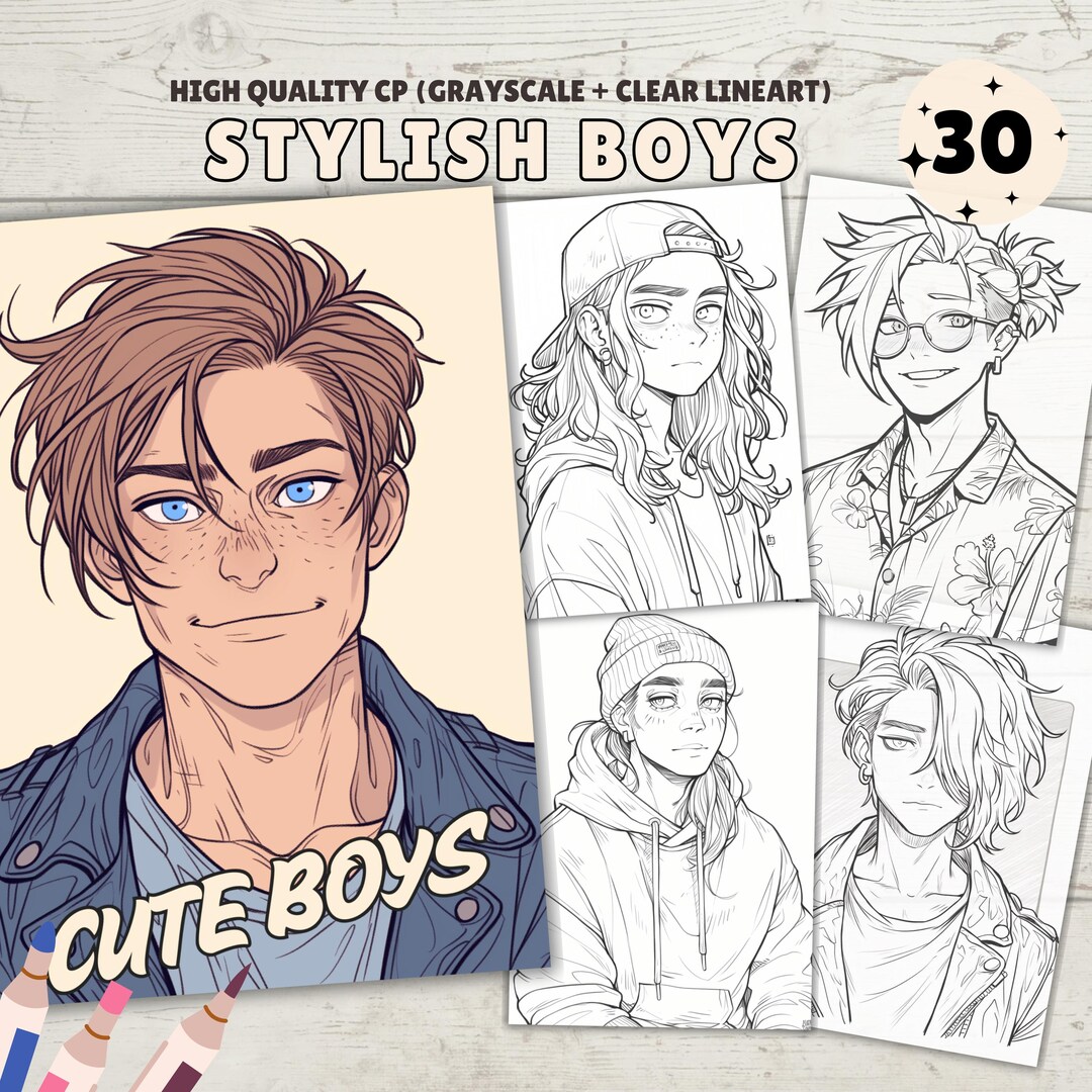 Cute Boys Coloring Book, Cute Coloring Pages, Coloring Sheets, Digital ...