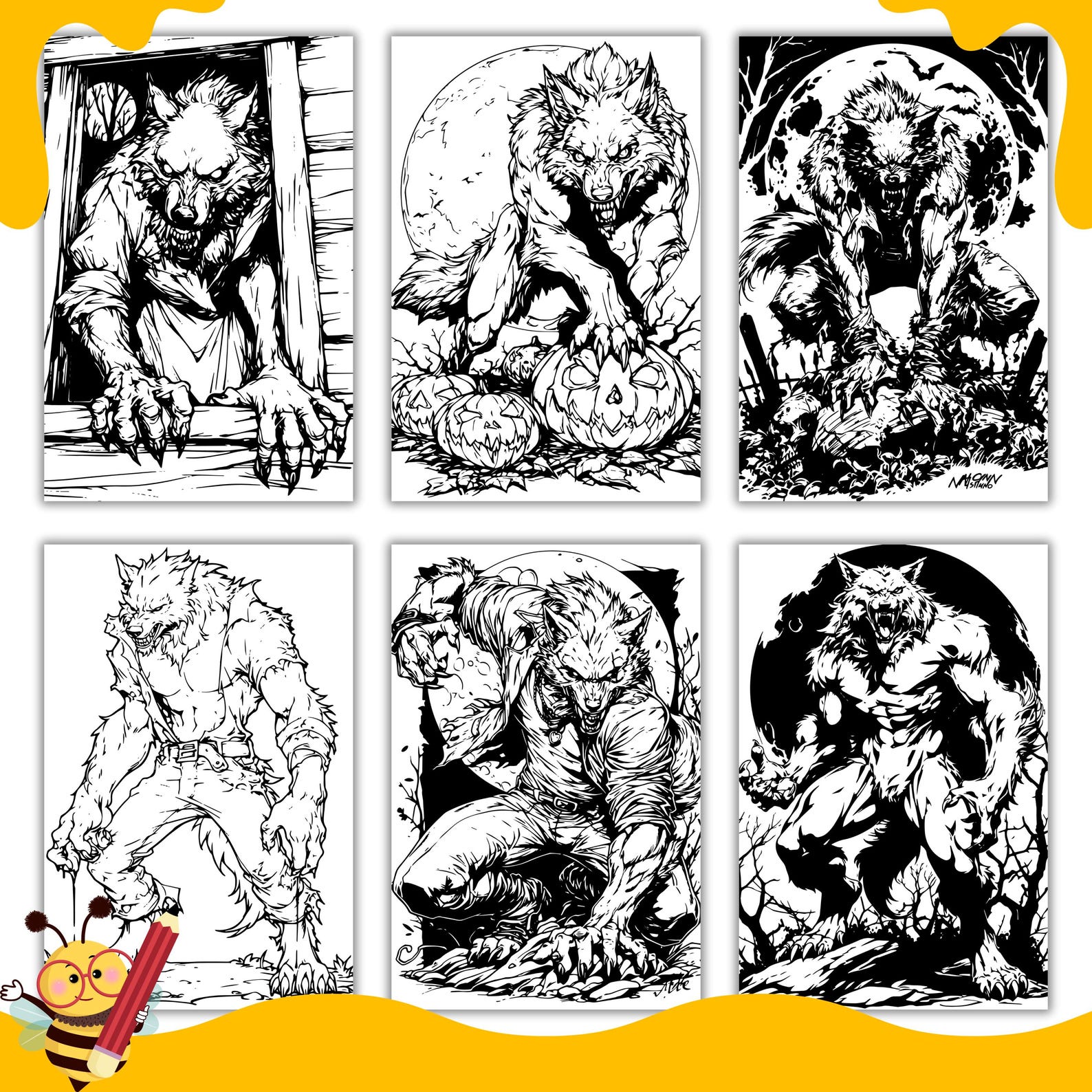 Halloween Werewolf Coloring Pages, Coloring Book, Halloween Wolf ...