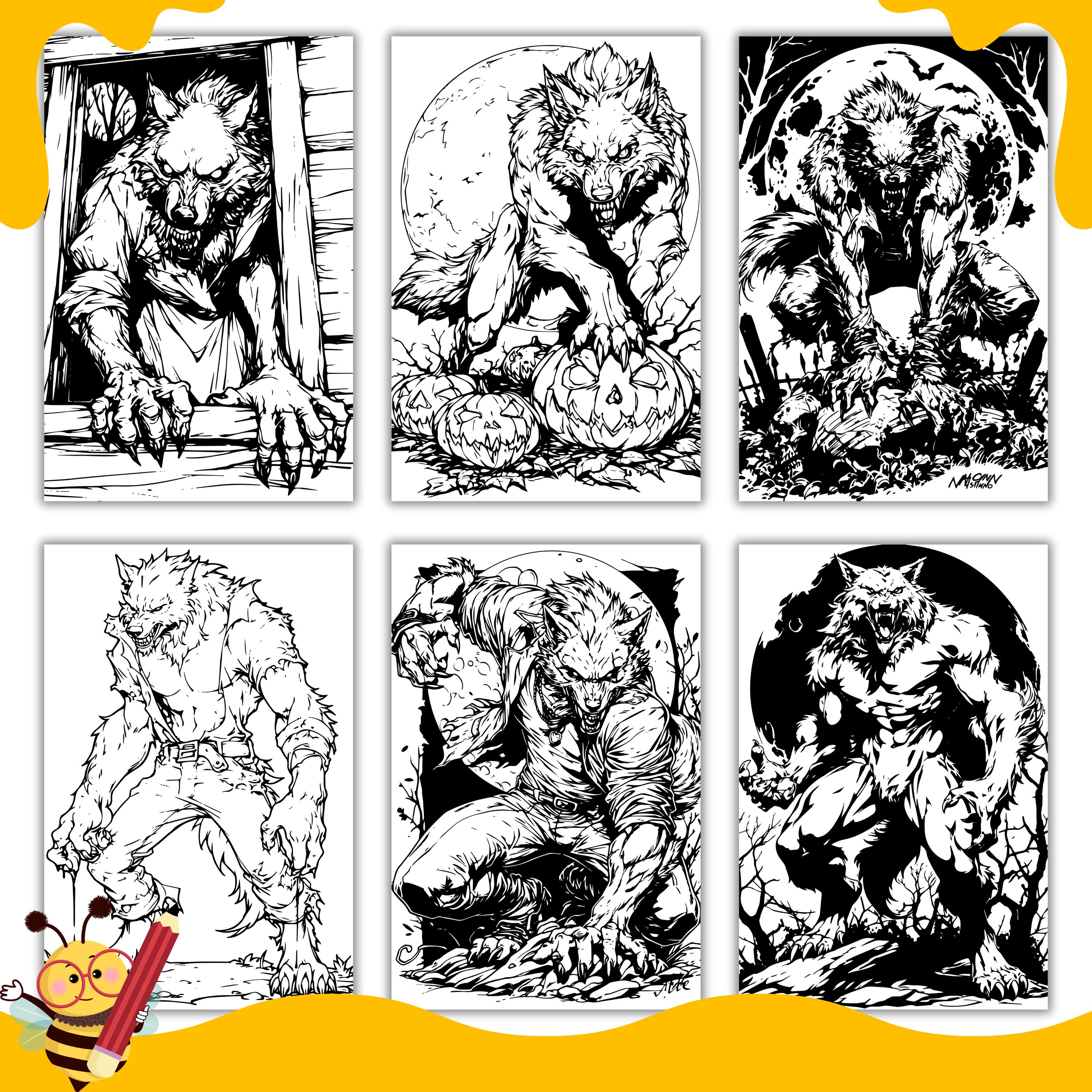 Halloween Werewolf Coloring Pages, Coloring Book, Halloween Wolf ...