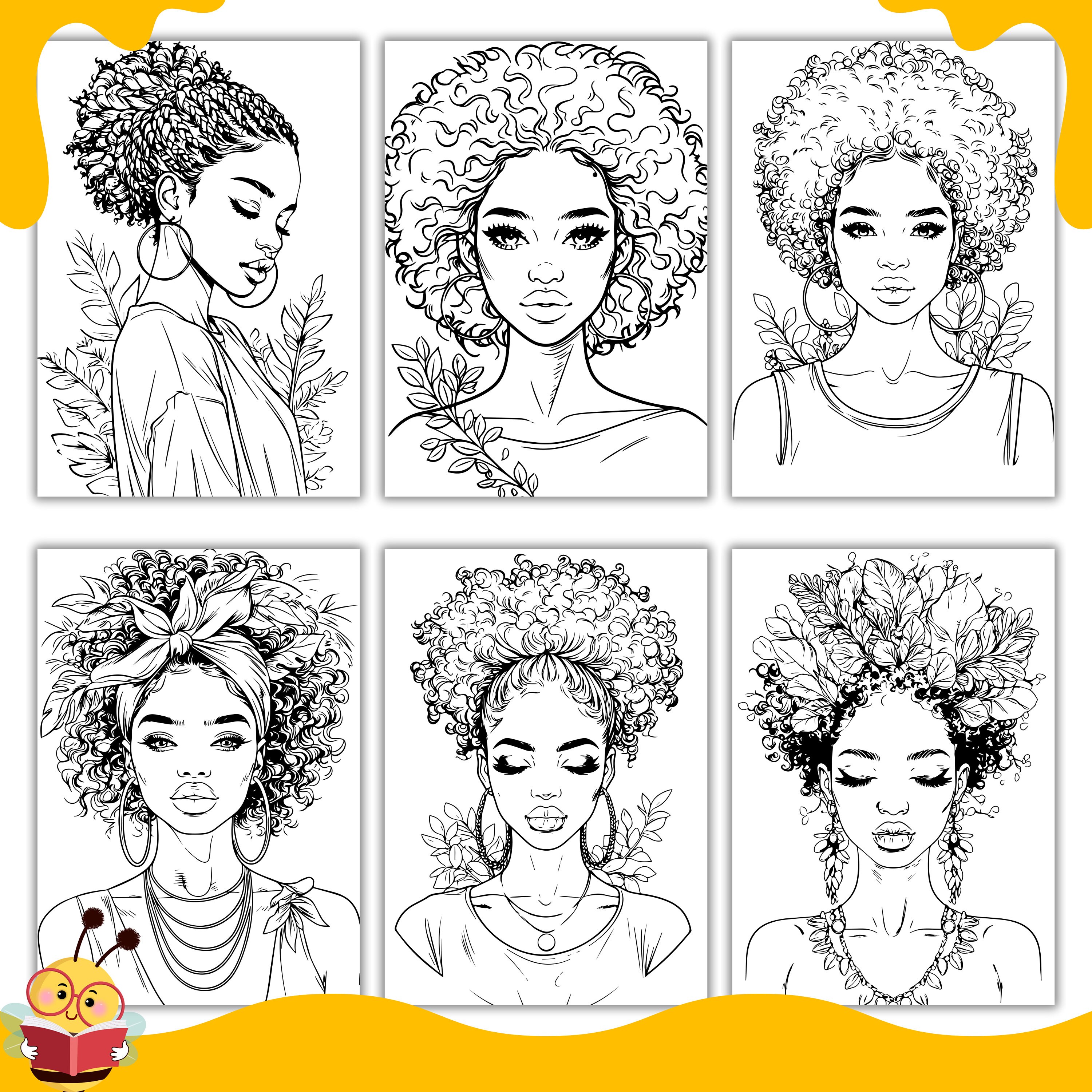 Adult Black Beauties Coloring Pages, Melanin Queens, Black Girls ...