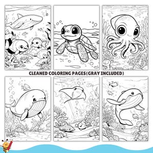 125 Sea Coloring Pages, Cute and Kawaii Coloring, Ocean Animals ...