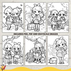 Fantasy School Girl Coloring Pages, Girls Coloring Book, PDF, PNG ...