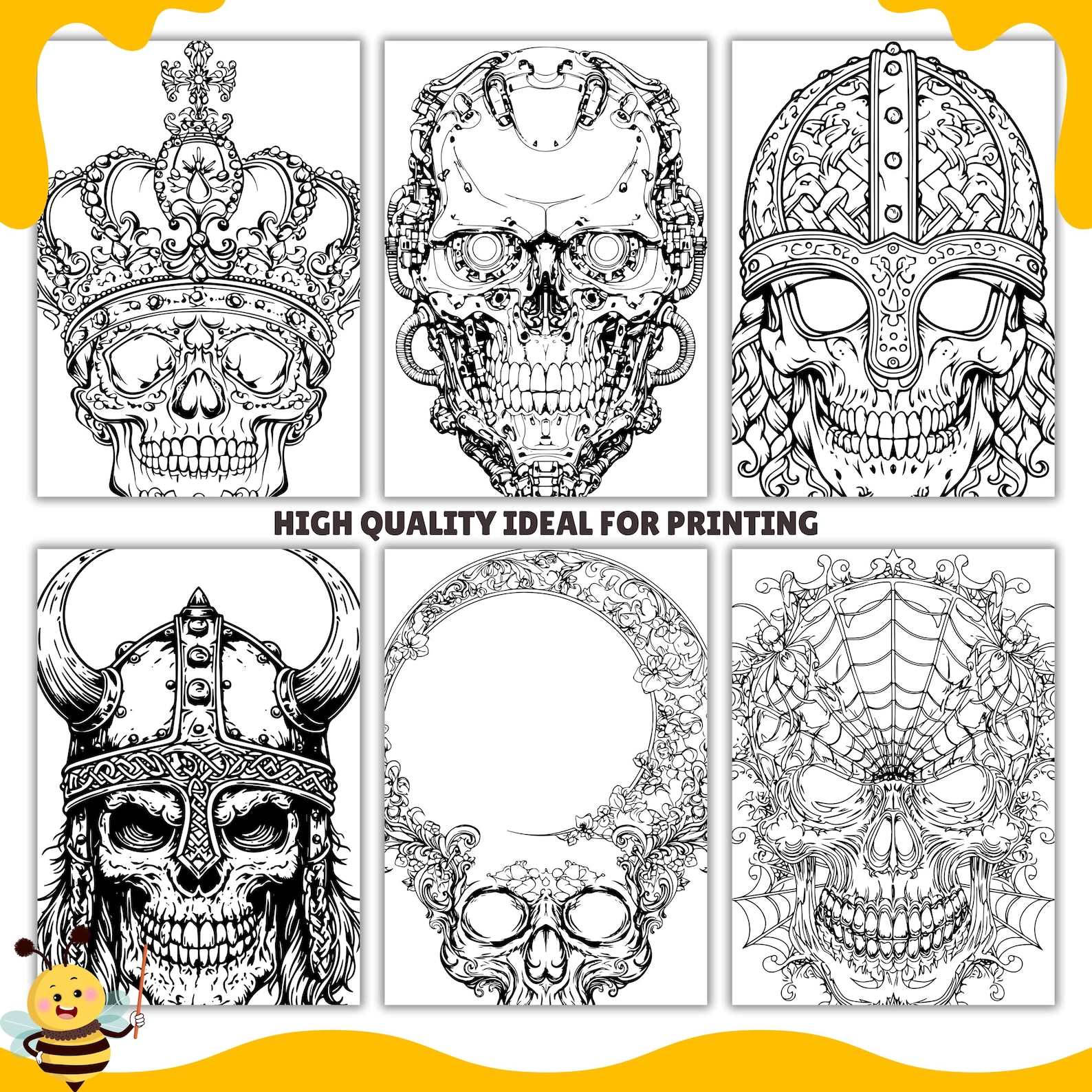 113 Skulls Coloring Book, Coloring Pages, Adult Coloring Book, PDF ...
