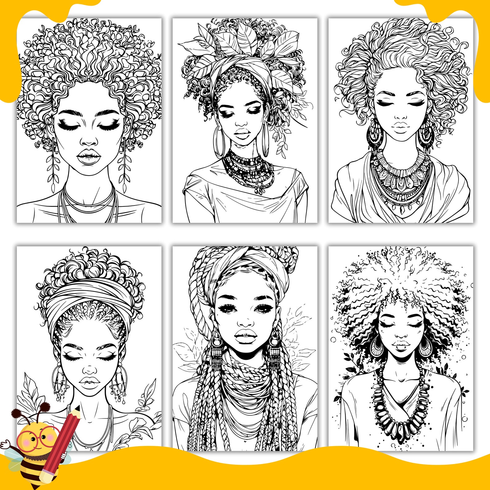 Adult Black Beauties Coloring Pages, Melanin Queens, Black Girls ...