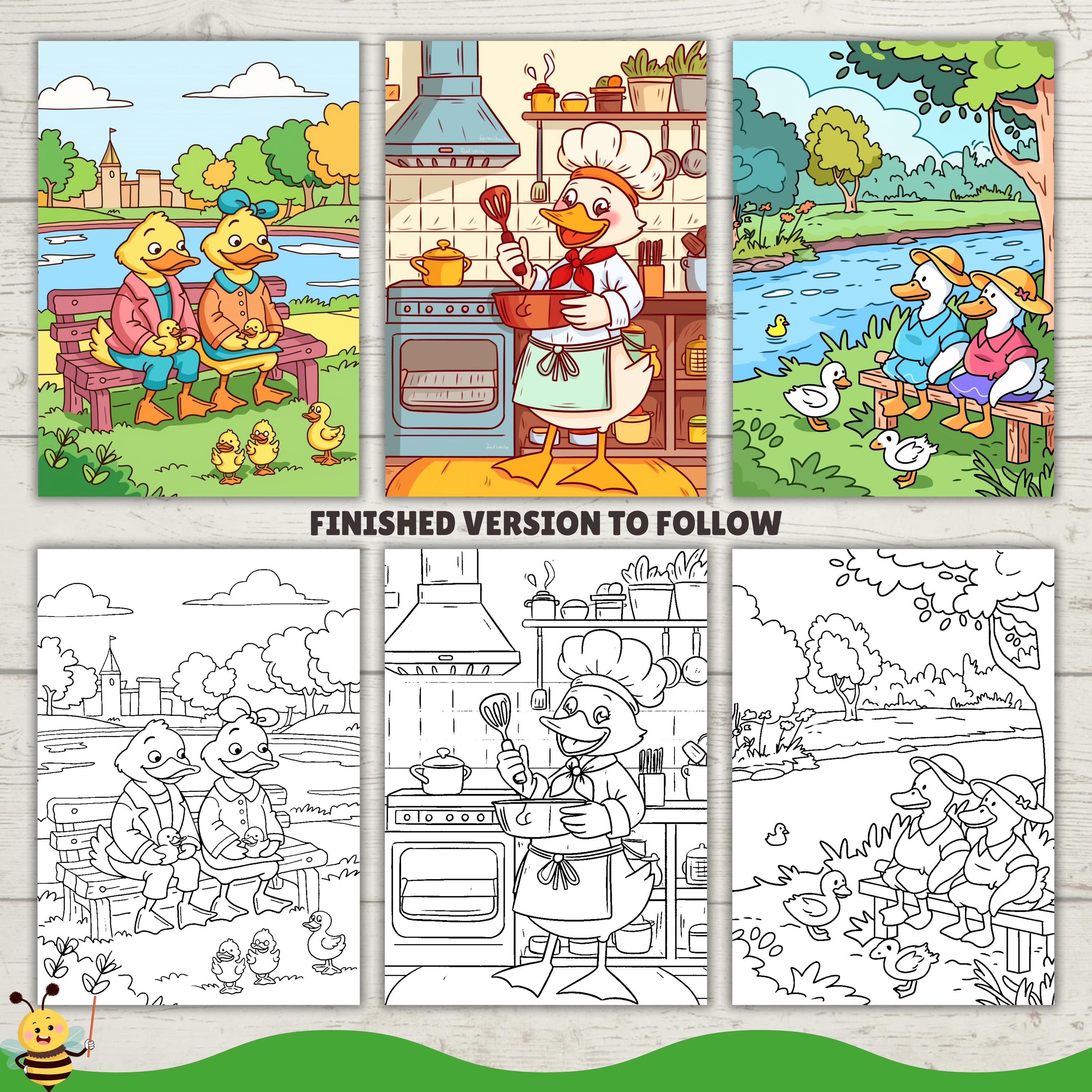 Ducks on Vacation Coloring Pages, Kids Coloring Pages, Simple Coloring ...