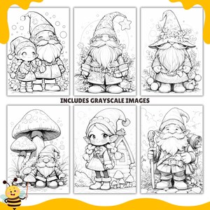 Cute Gnomes Coloring Book, Kawaii Gnomes Coloring Pages, Gnomes ...